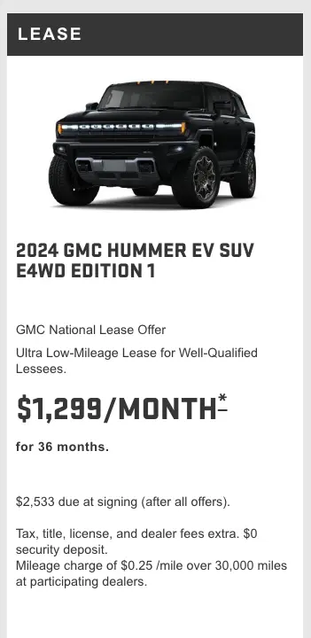 Gmc hummer lease store